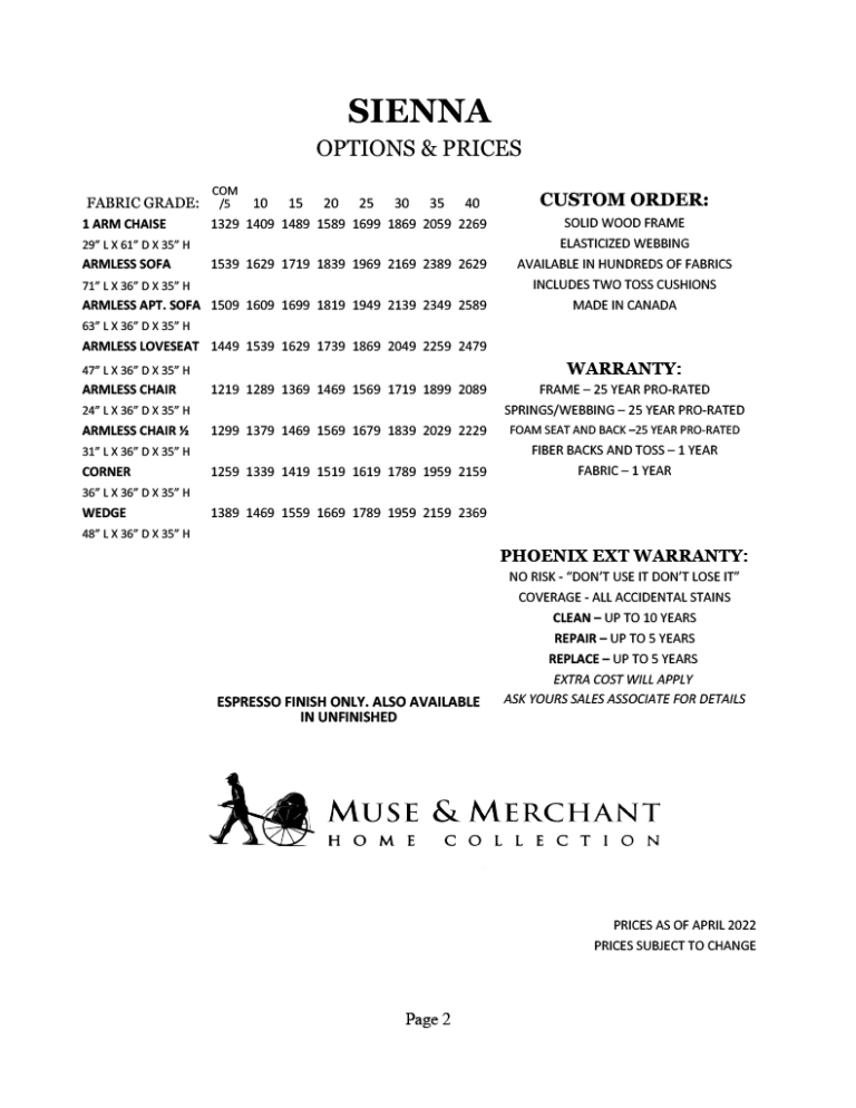Sienna Custom Collection | Muse & Merchant
