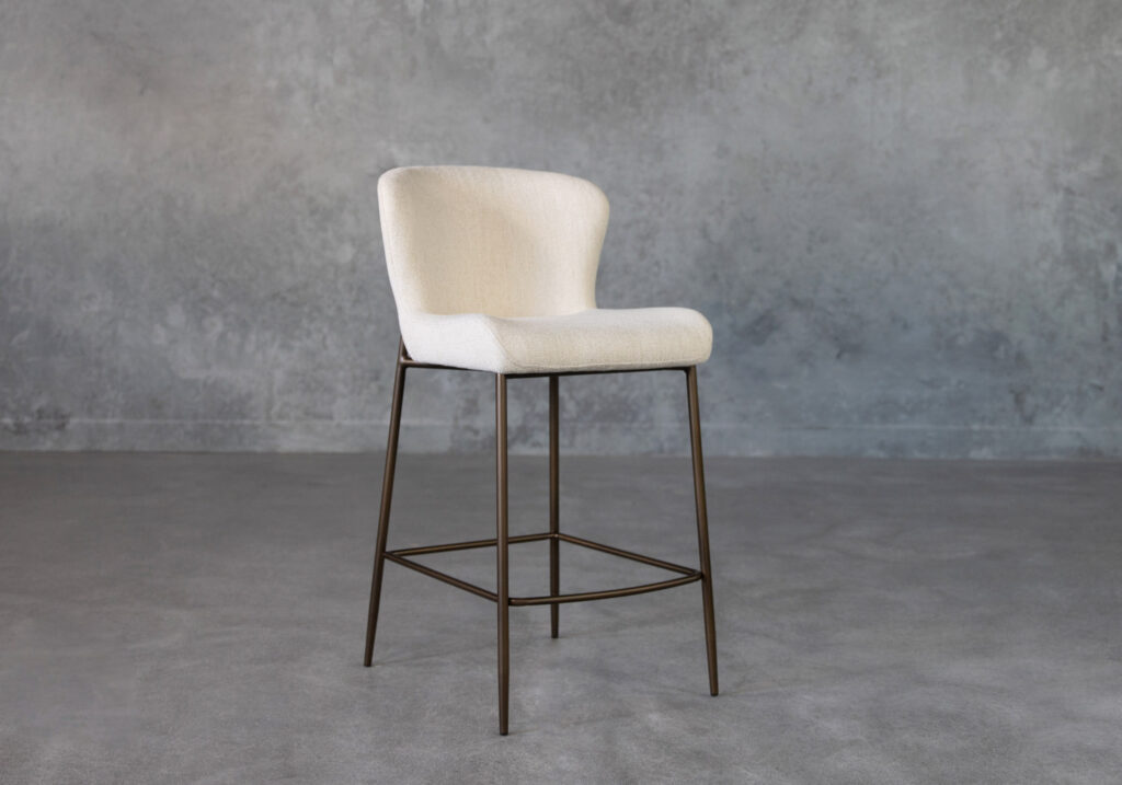 Glam Beige Upholstered Counter Stool | Muse & Merchant