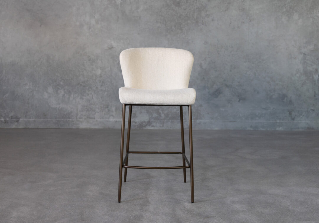 Glam Beige Upholstered Counter Stool | Muse & Merchant