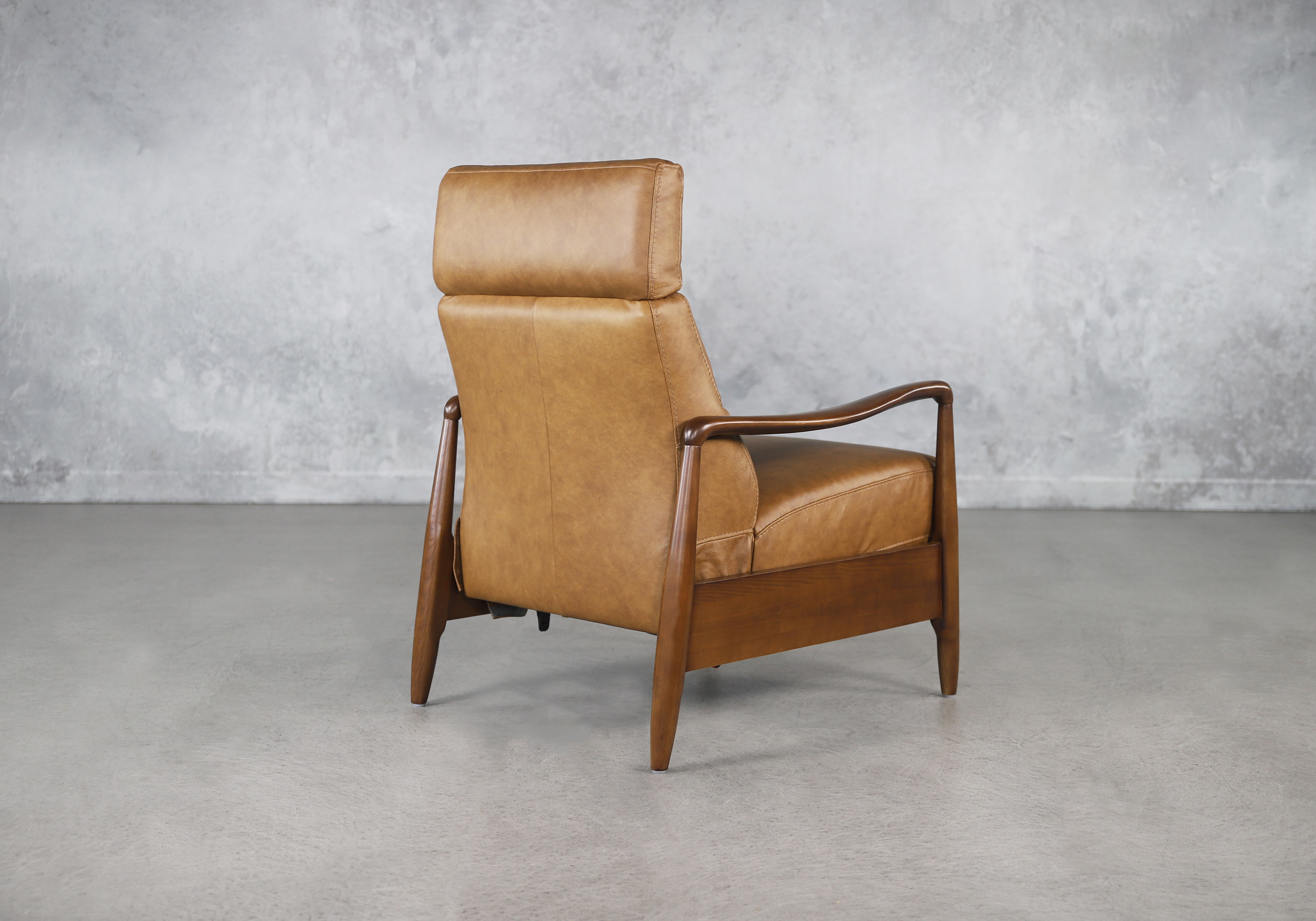 Hanford Saddle Leather Reclining Accent Chair with Wood Frame | Muse ...
