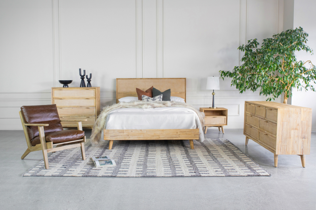 Andes Midcentury Queen Acacia Wood Bed | Muse & Merchant