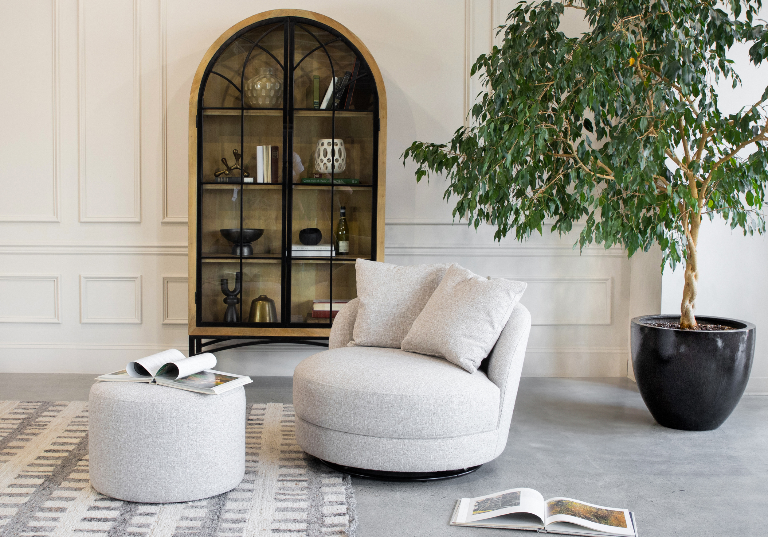 Cuppa Ginger Upholstered Deep 360 Swivel Accent Chair | Muse & Merchant