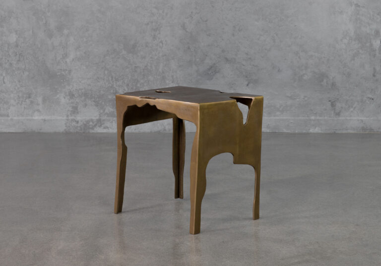 Sculpt Brass Metal Rectangular End Table | Muse & Merchant