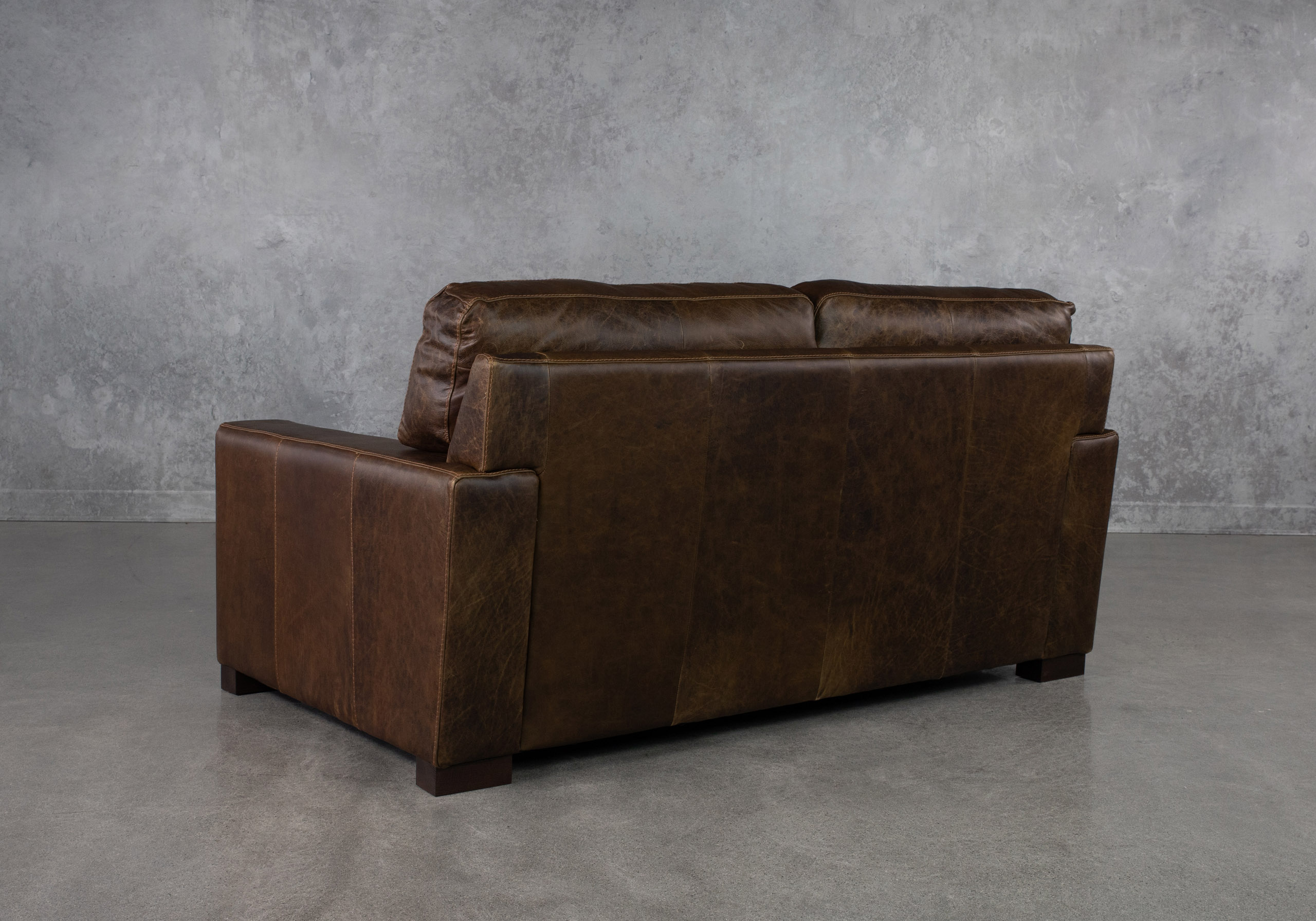 Giovanni Brown Leather Midcentury Loveseat | Muse & Merchant