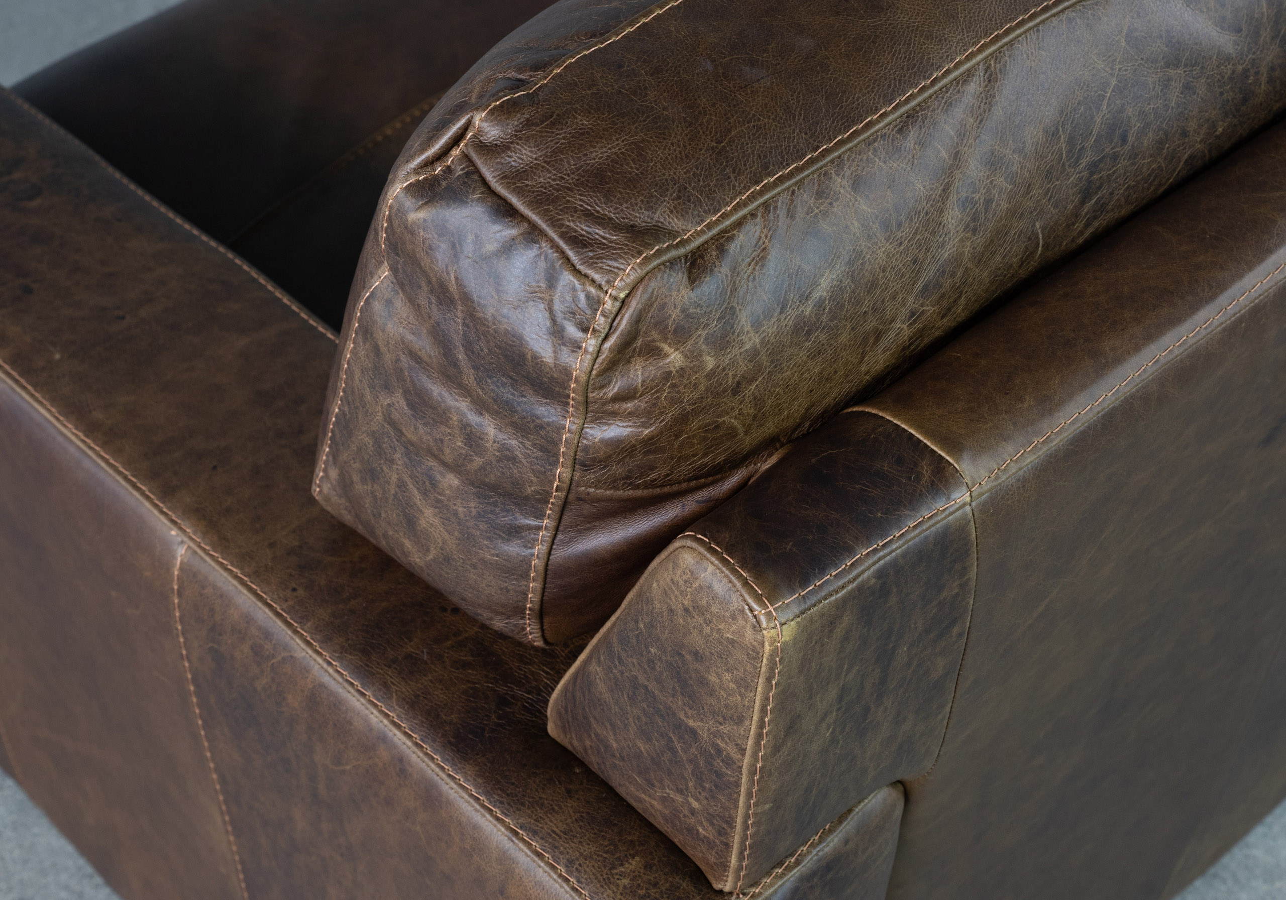Giovanni Brown Leather Midcentury Loveseat | Muse & Merchant