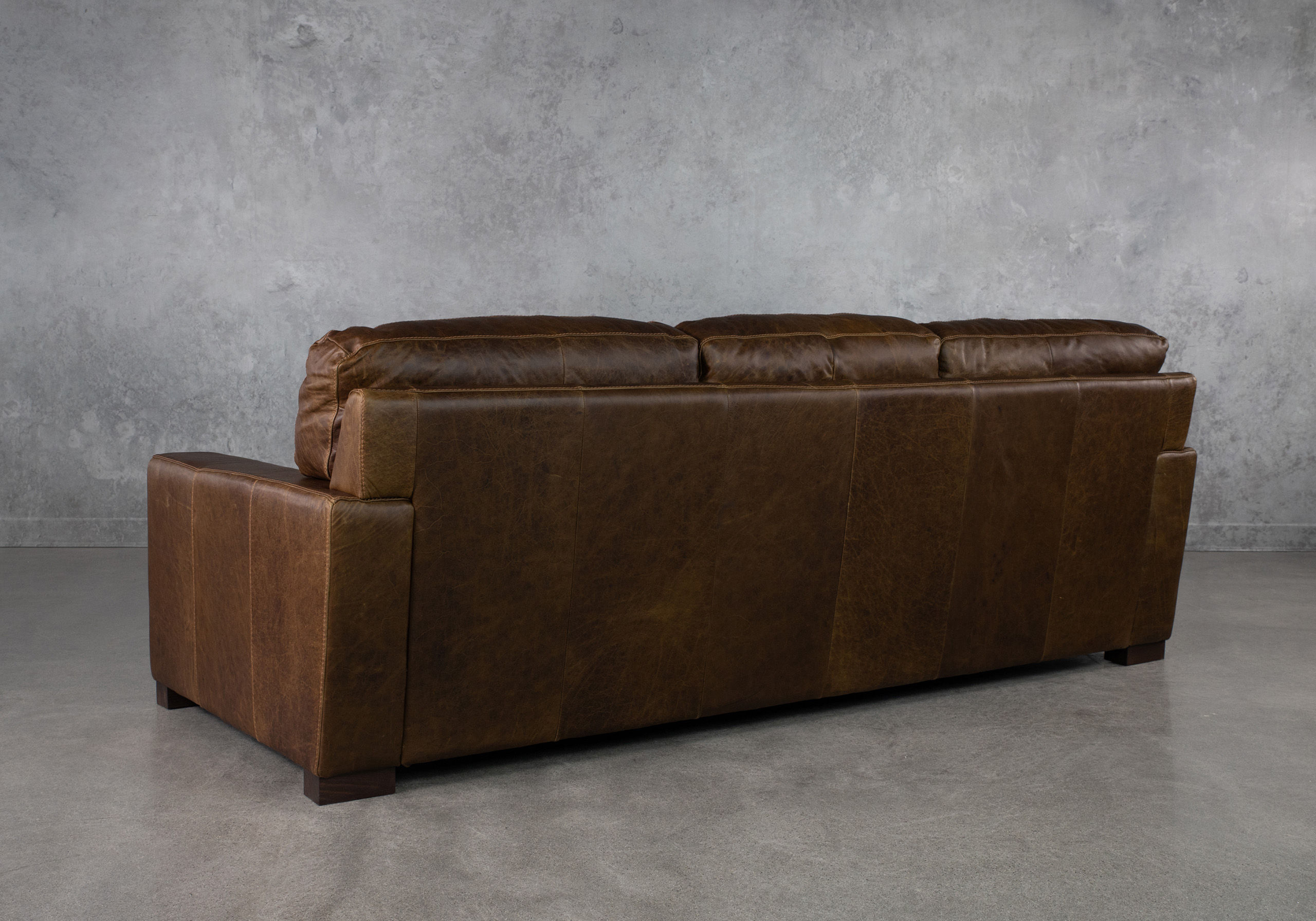 Giovanni Brown Leather Midcentury Sofa | Muse & Merchant