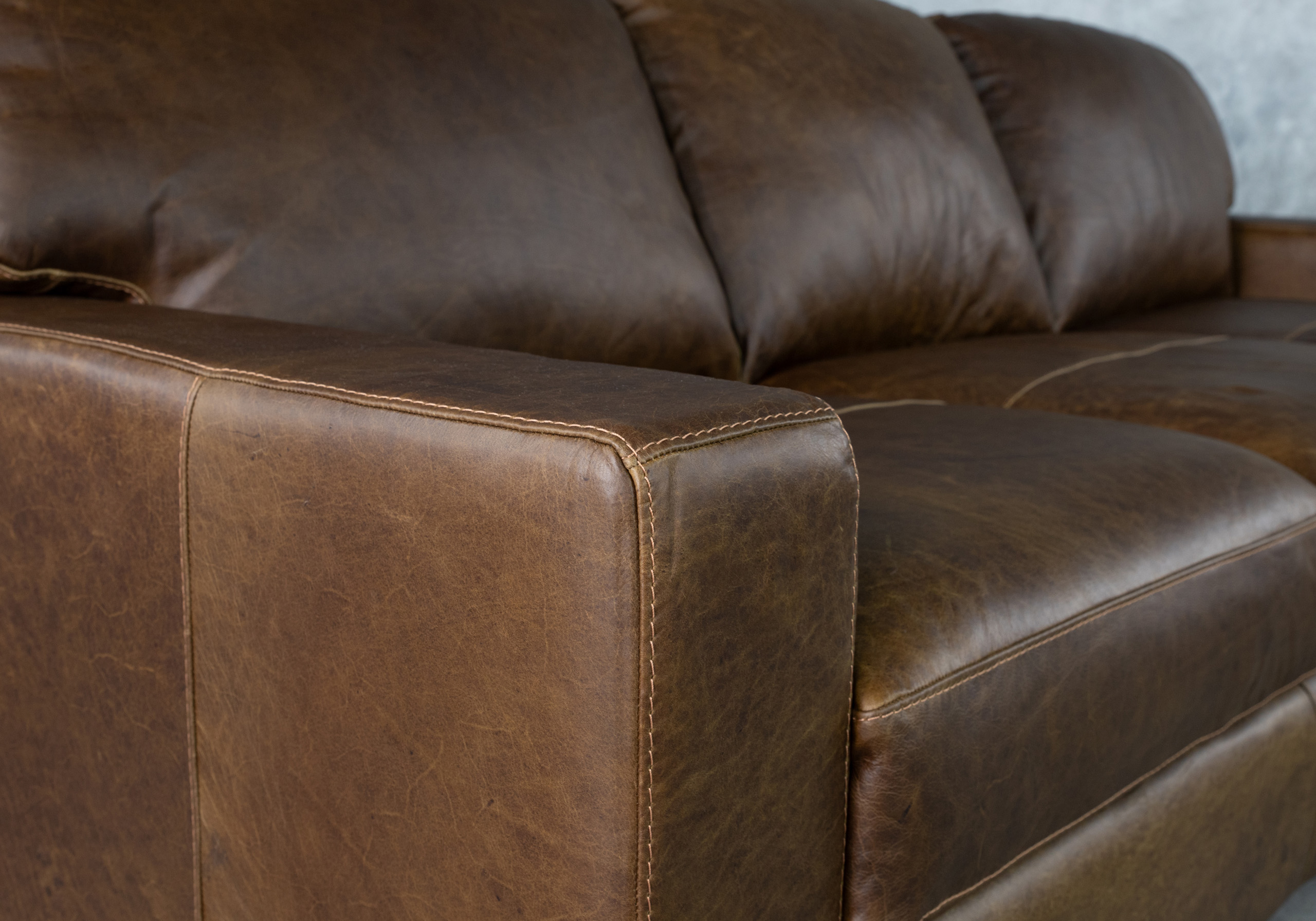 Giovanni Brown Leather Midcentury Sofa | Muse & Merchant