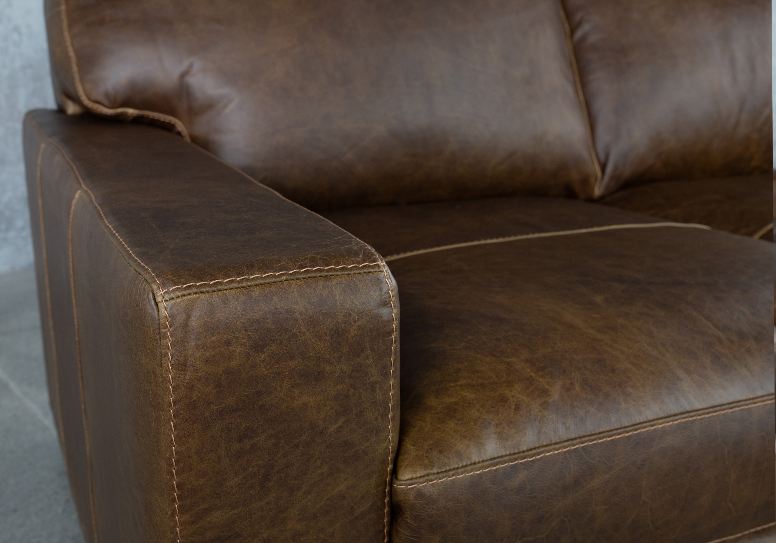 Giovanni Brown Leather Midcentury Sofa | Muse & Merchant